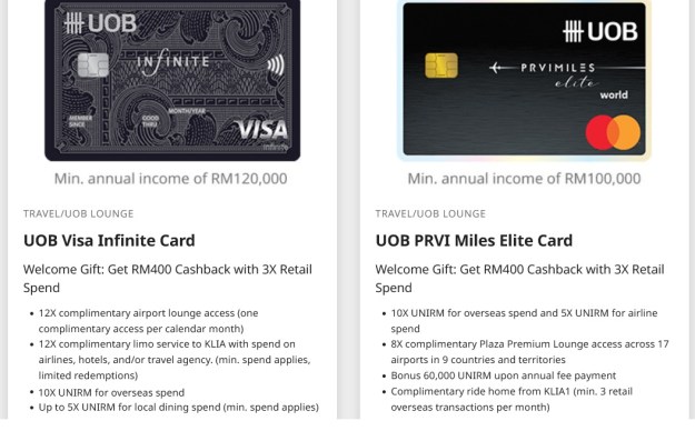 UOB Visa Infinite (Revised 15 Aug 2024) Versus UOB PRVI Miles Elite ...